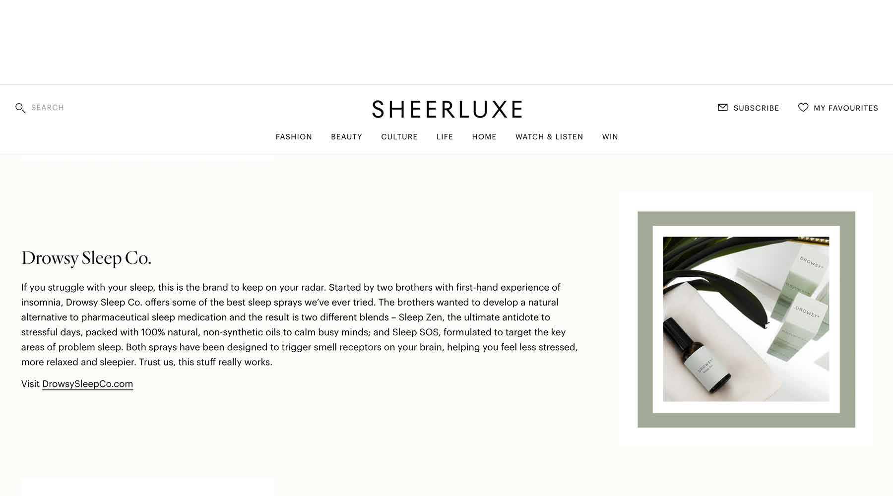 Sheer Luxe Magazine Showcases Drowsy Sleep Co.