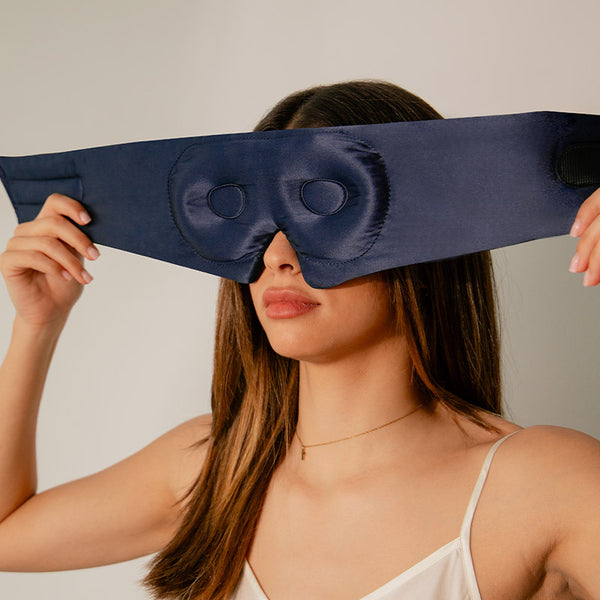 Midnight Blue Eyelash Protecting Sleep Mask | Contoured Silk Eye Mask ...