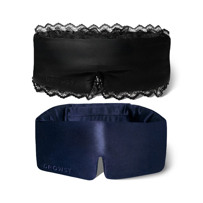 Silk Sleep Mask Pack | Black and Blue | Paris Love Story